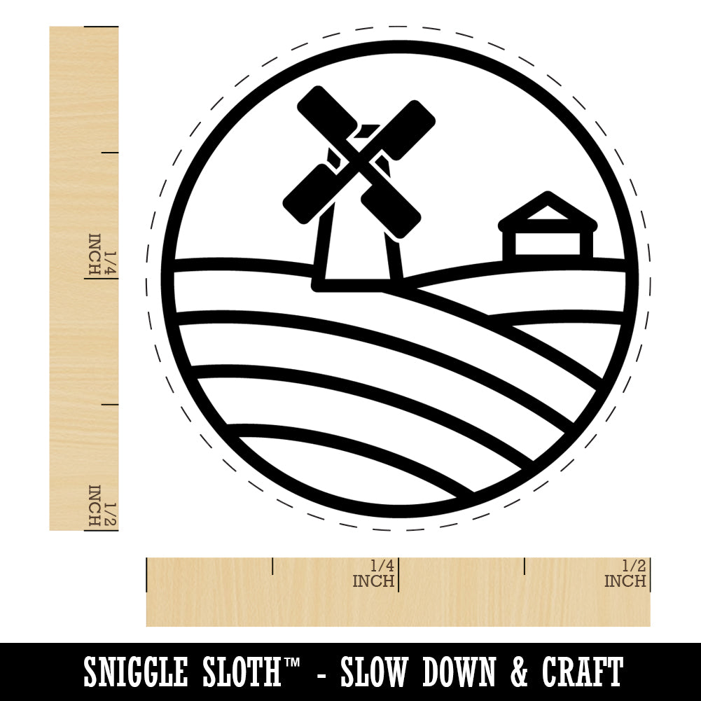 Wind Mill on Farm Self-Inking Rubber Stamp Ink Stamper for Stamping ...