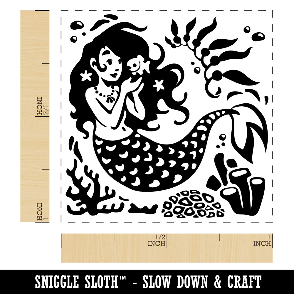 Mermaid Swimming in Reef Self-Inking Rubber Stamp Ink Stamper | Michaels