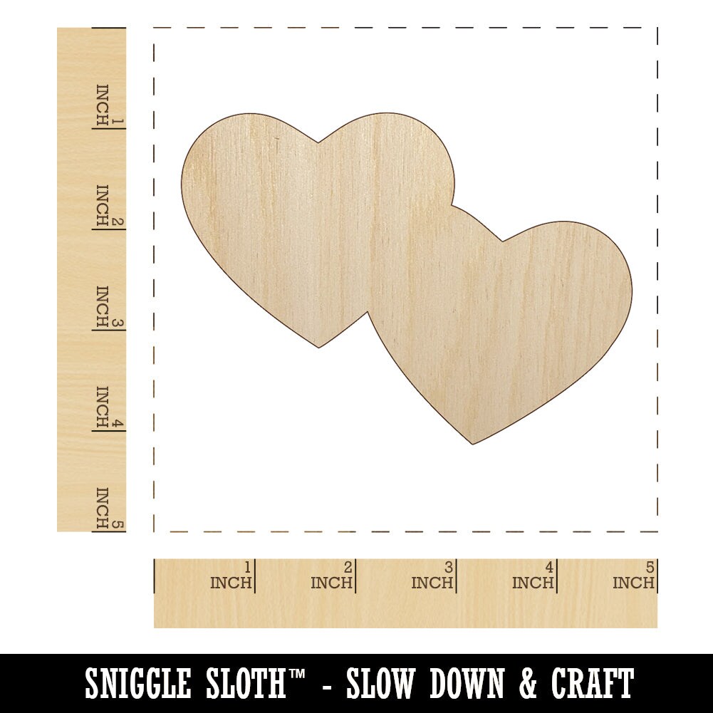 Double Heart Symbol Unfinished Wood Shape Piece Cutout for DIY Craft ...