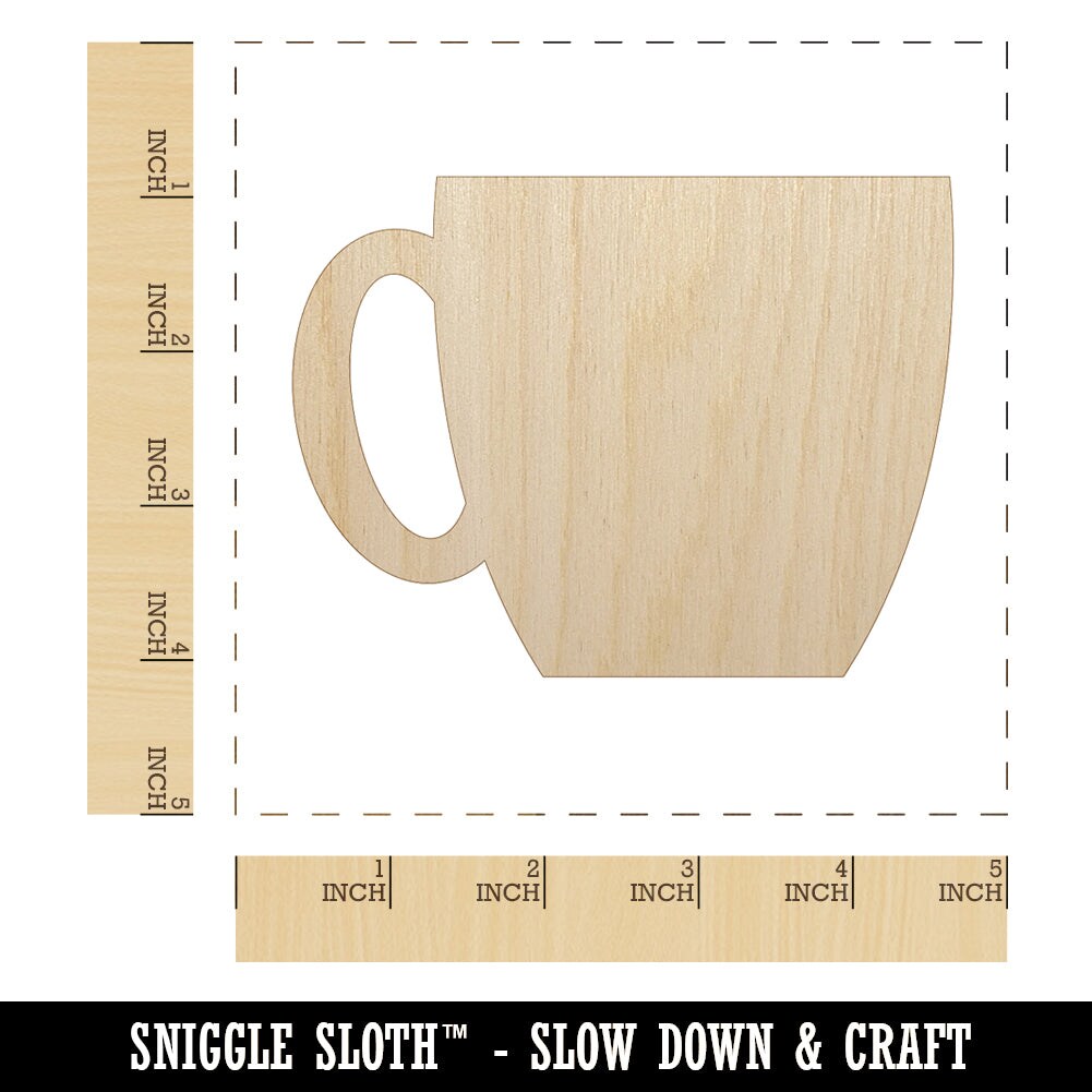 Coffee Mug Cup Solid Unfinished Wood Shape Piece Cutout for DIY Craft ...