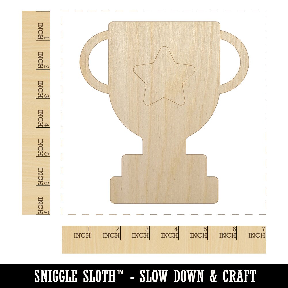 Trophy Award Outline with Star Unfinished Wood Shape Piece Cutout for ...