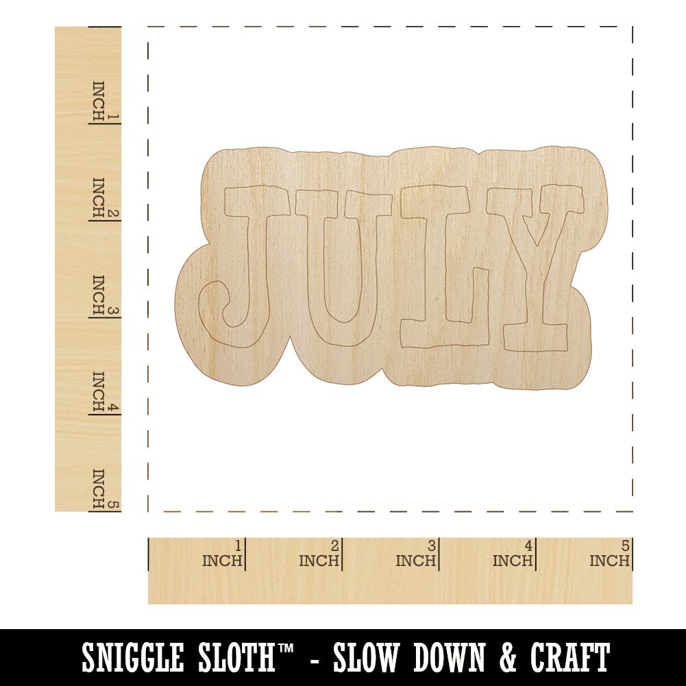 July Month Calendar Fun Text Unfinished Wood Shape Piece Cutout for DIY ...