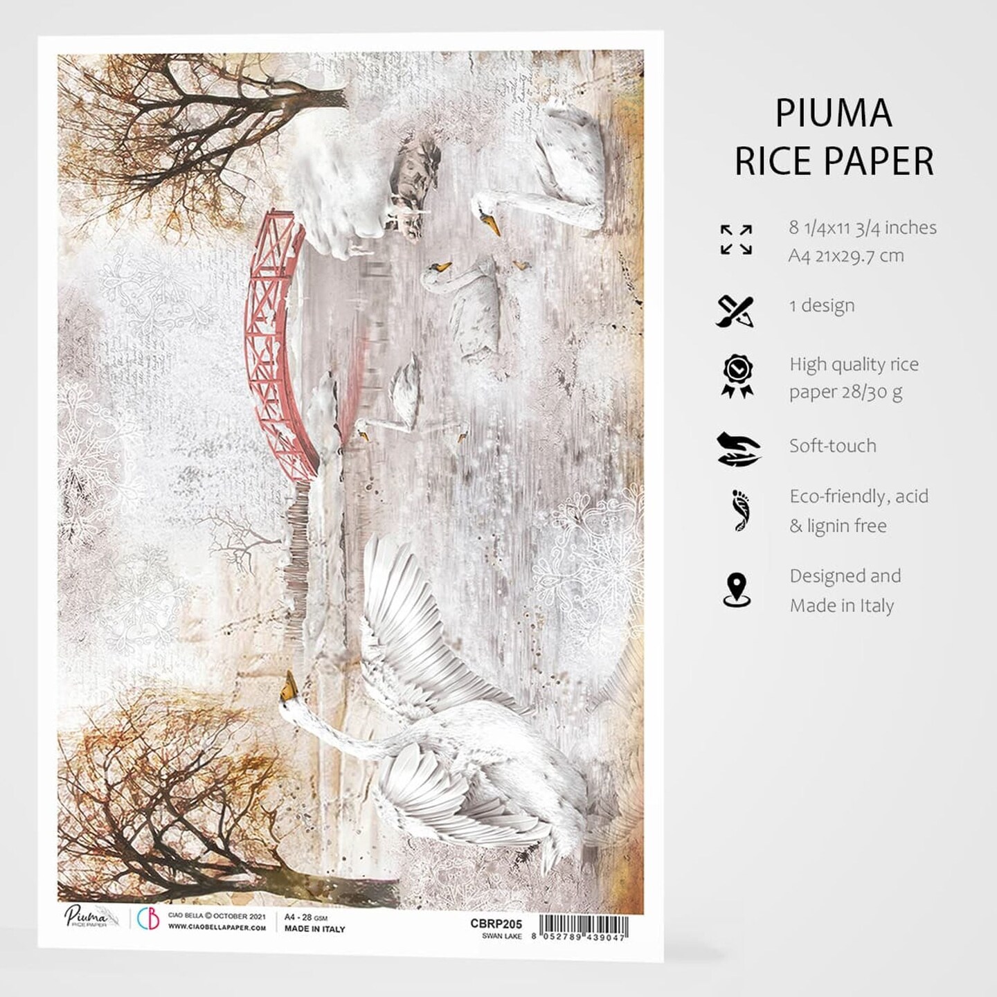 Ciao Bella Rice Paper A4 Swan Lake, Model: ES-CBRP205 | Michaels