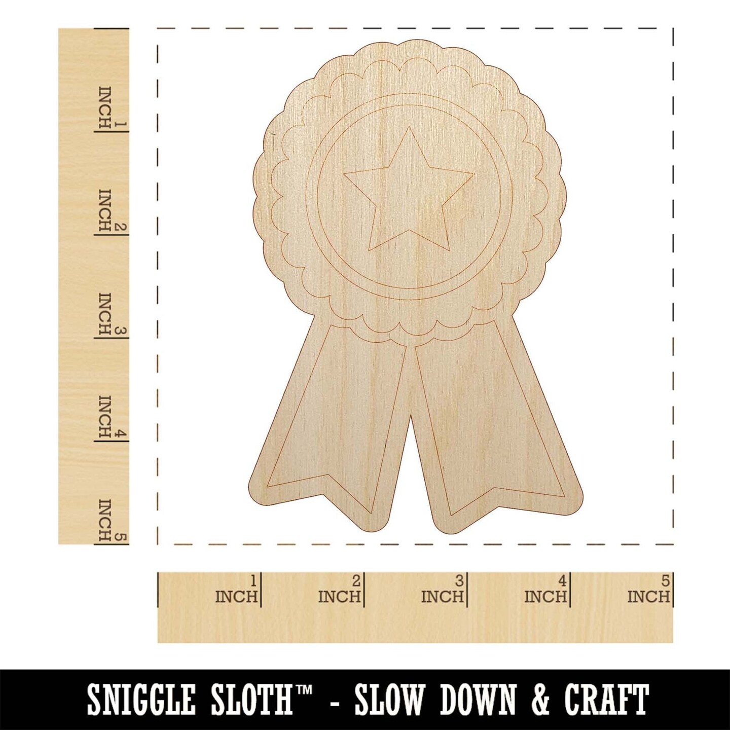 Award Prize Ribbon Unfinished Wood Shape Piece Cutout for DIY Craft ...