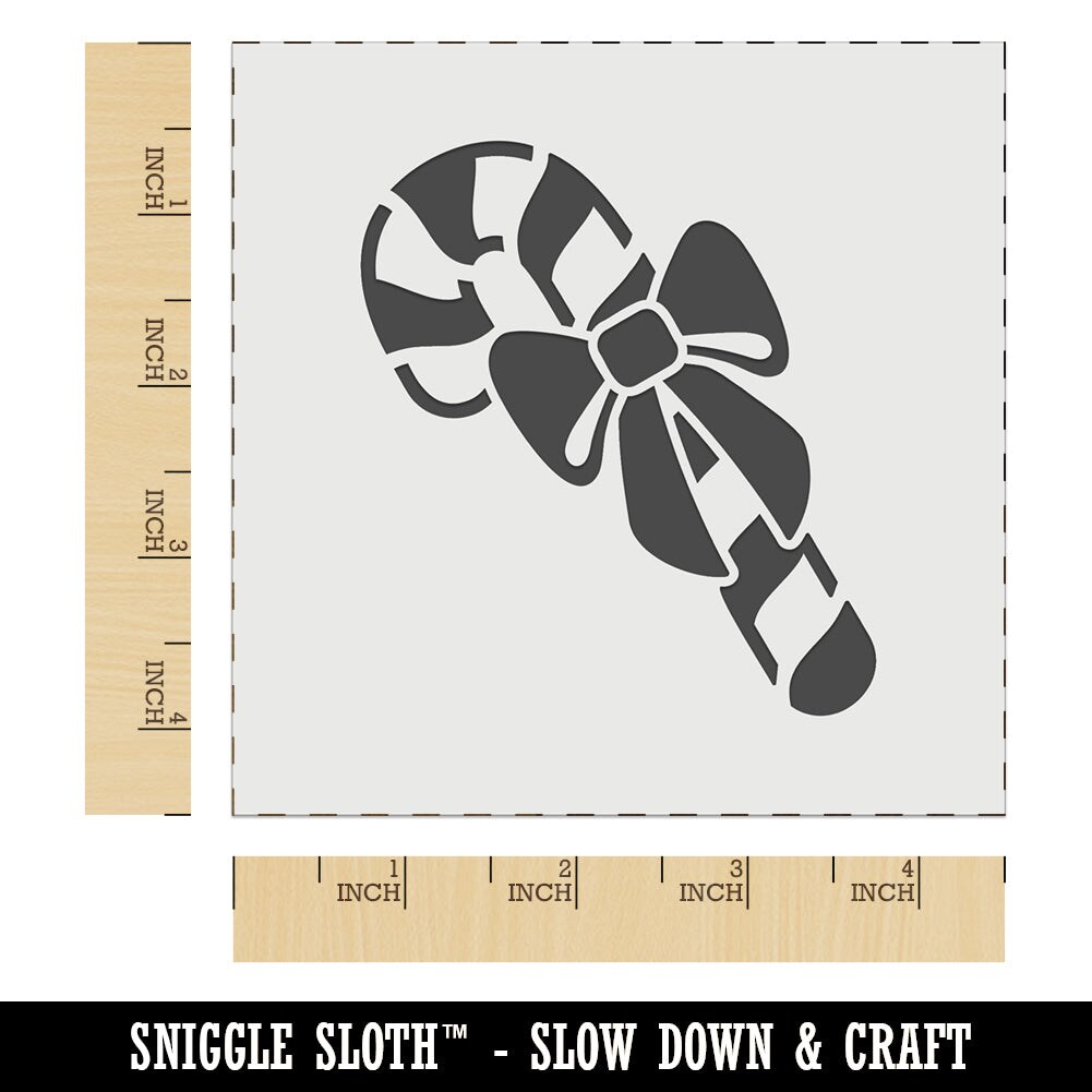 Candy Cane with Bow Christmas Wall Cookie DIY Craft Reusable Stencil ...