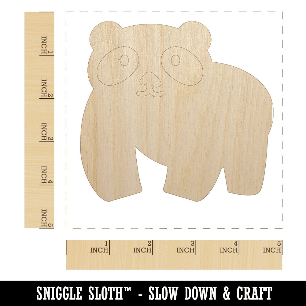 Panda Walking Doodle Unfinished Wood Shape Piece Cutout for DIY Craft ...