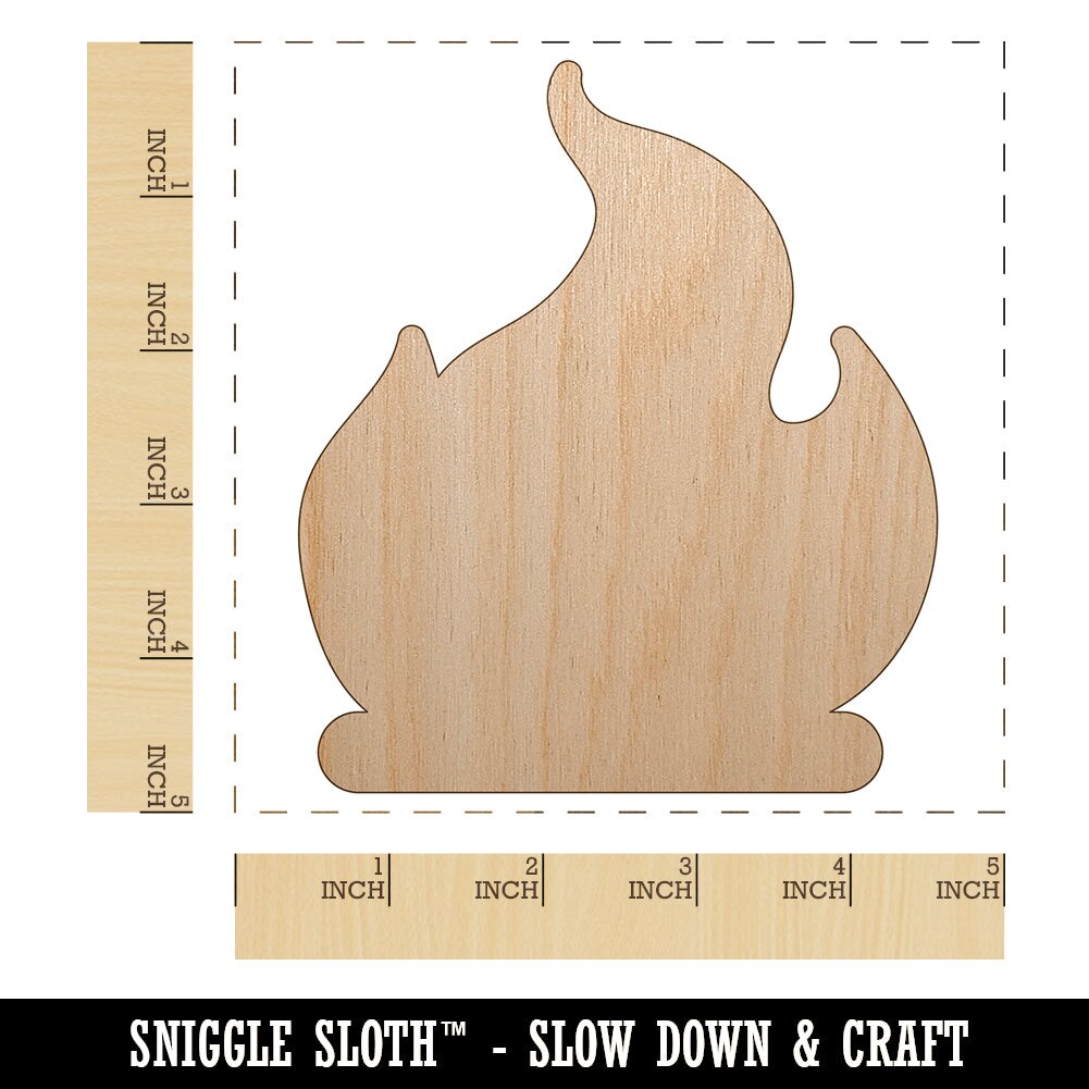 Flammable Fire Icon Unfinished Wood Shape Piece Cutout for DIY Craft ...