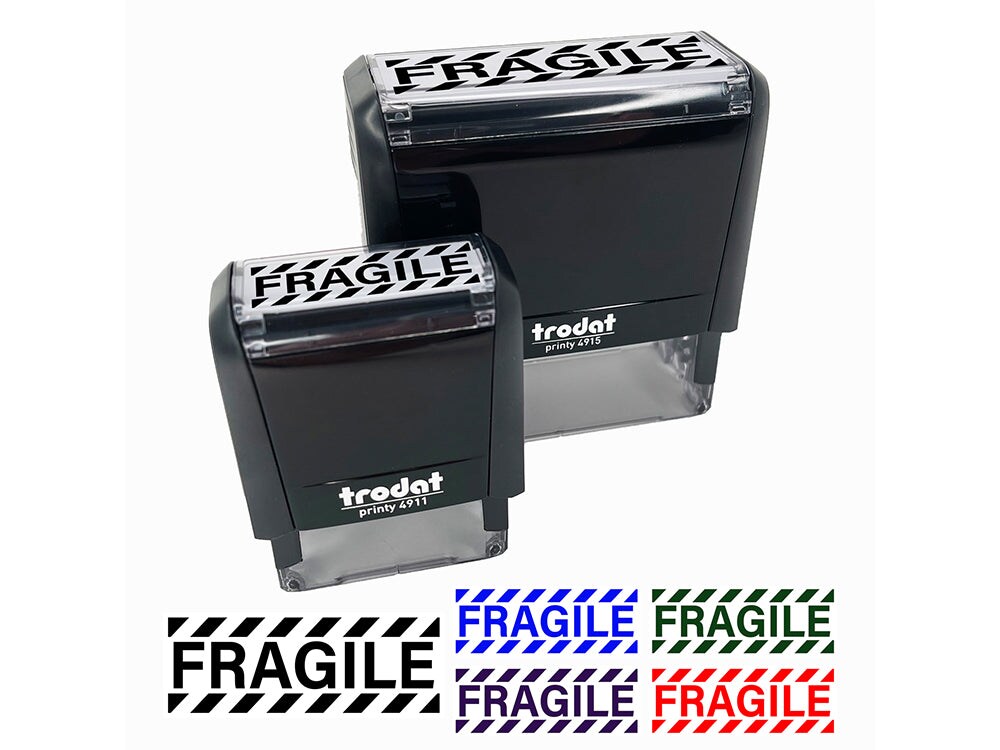 Fragile Warning Border Label Package Box Self-Inking Rubber Stamp Ink ...