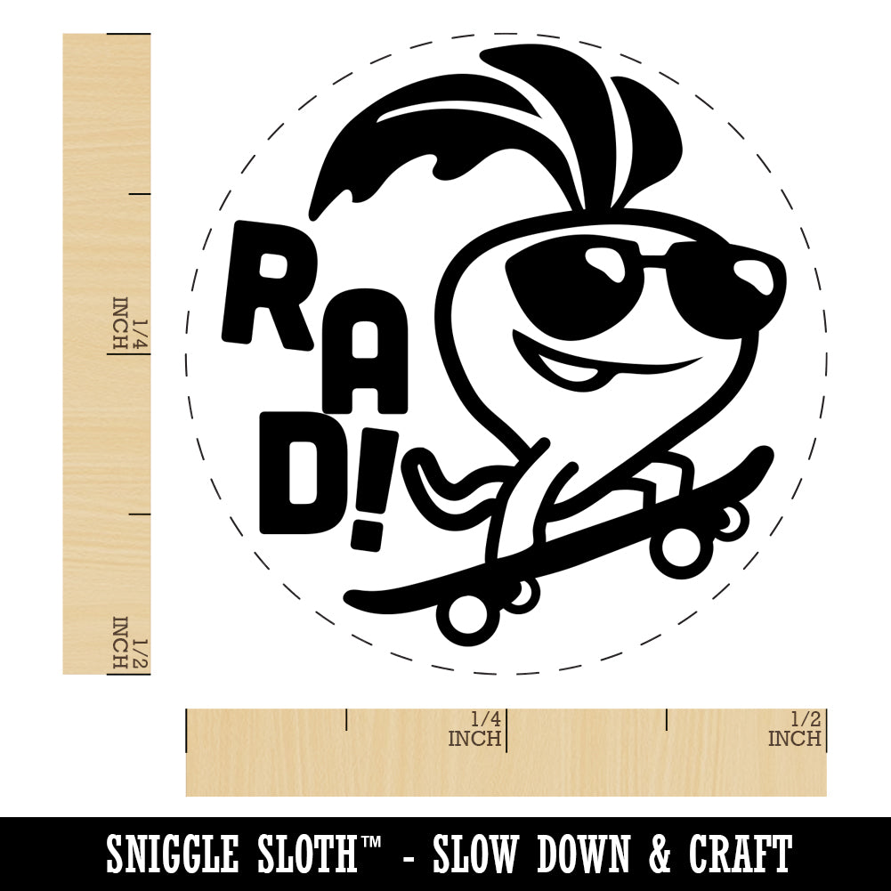 Totally Rad Radish on Skateboard Self-Inking Rubber Stamp for Stamping ...