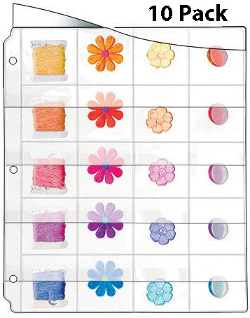 20 Pocket Binder Page with Flaps - For Crafts, Sewing, Quilting ...