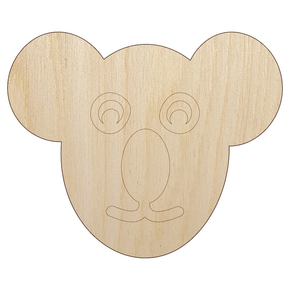 Koala Face Unfinished Wood Shape Piece Cutout for DIY Craft Projects ...