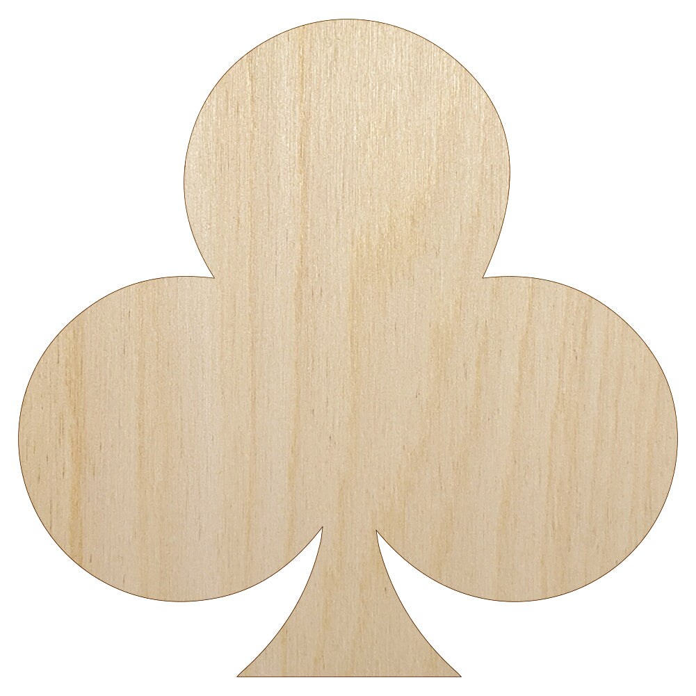 Card Suit Clubs Unfinished Wood Shape Piece Cutout for DIY Craft ...
