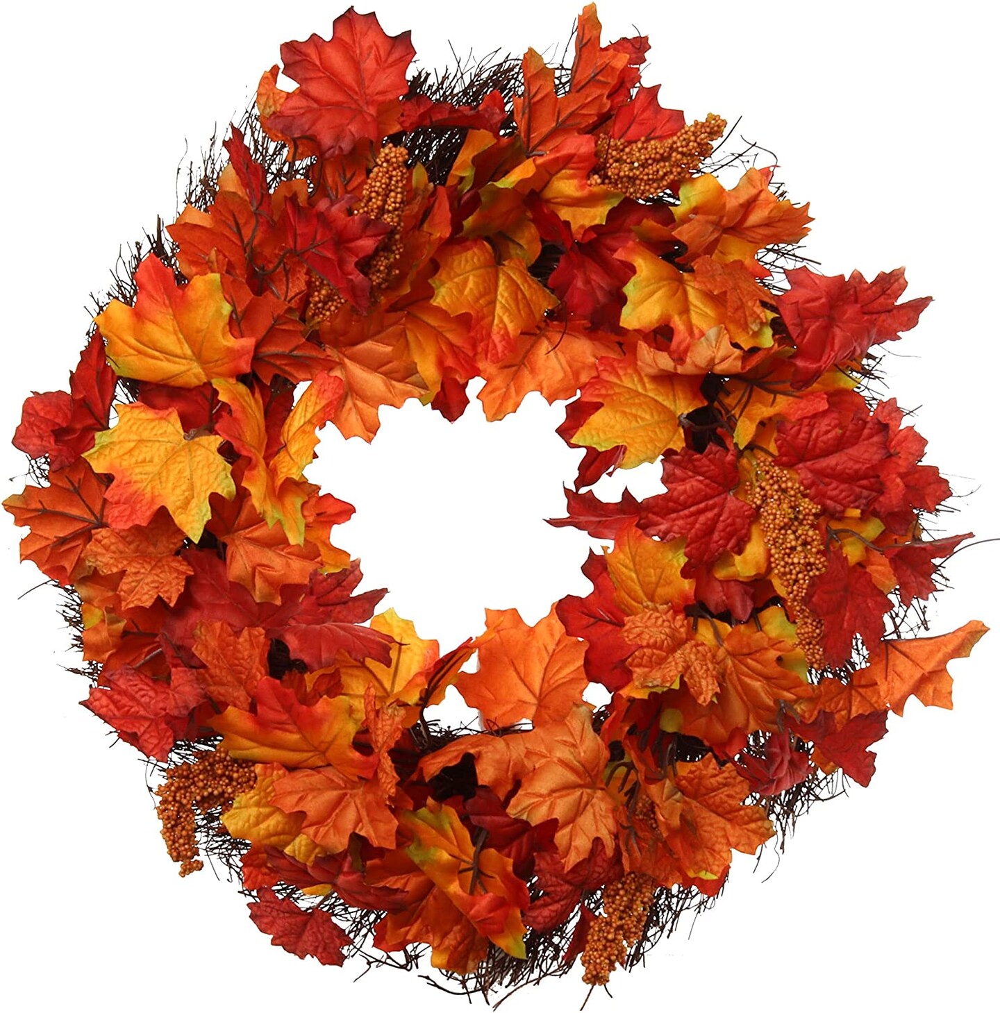 Gorgeous 20" Fall Maple Leaf Wreath - Vibrant & Lifelike Artificial ...