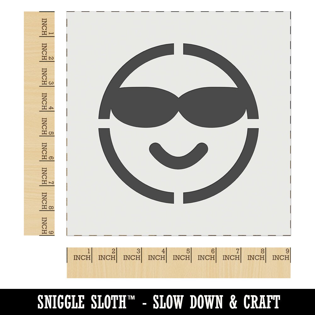 Sunglasses Cool Smile Happy Emoticon Wall Cookie DIY Craft Reusable ...
