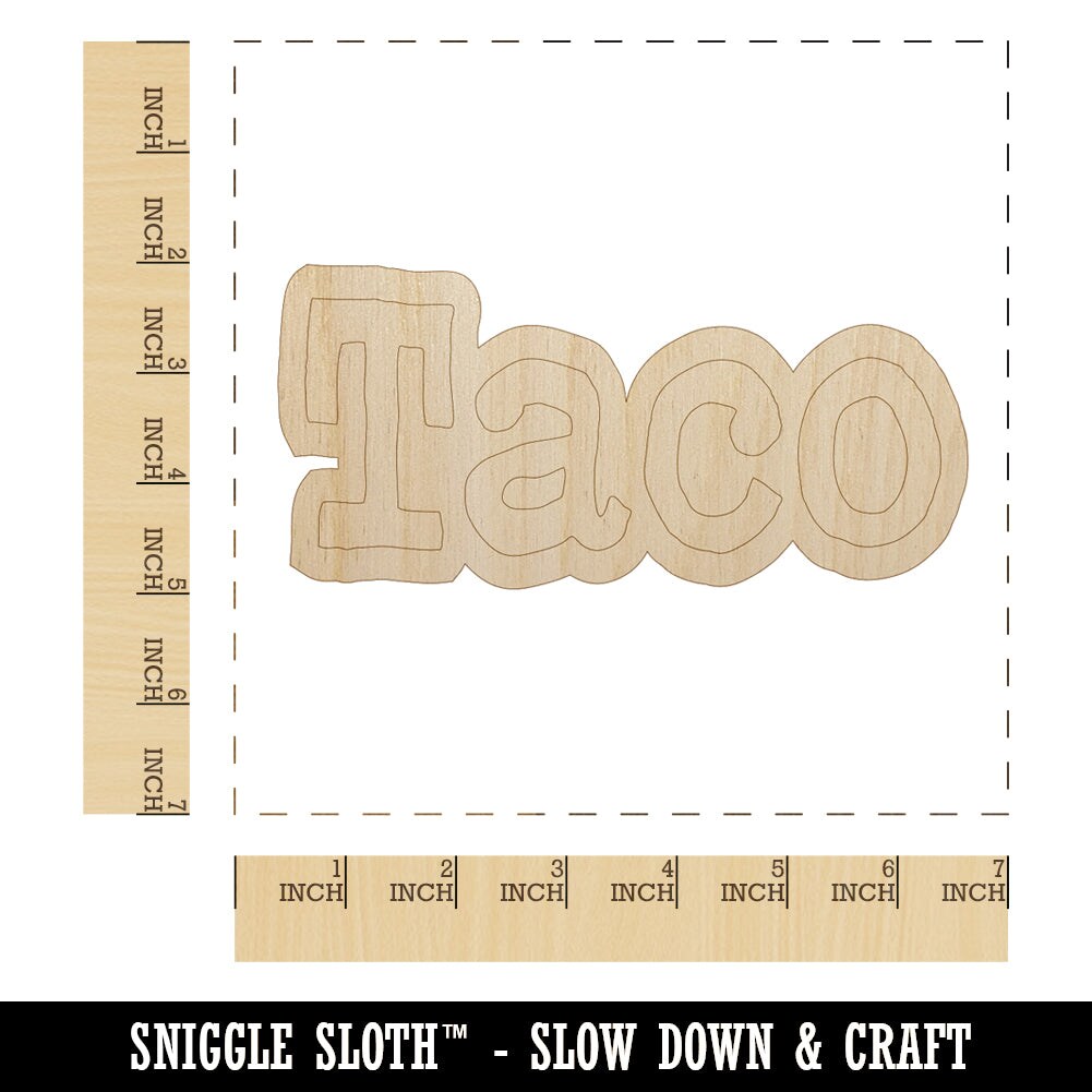 Taco Fun Text Unfinished Wood Shape Piece Cutout for DIY Craft Projects ...