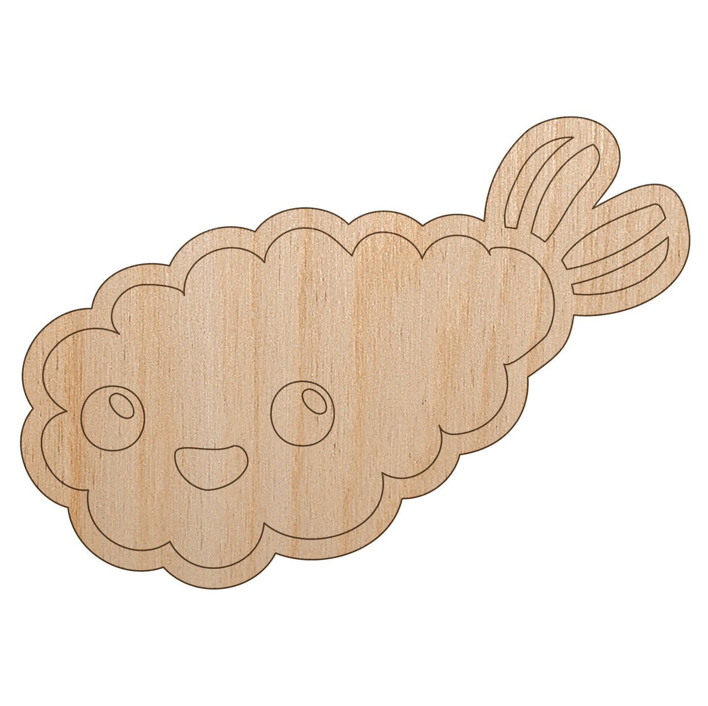 Kawaii Cute Shrimp Tempura Ebi Unfinished Wood Shape Piece Cutout for ...