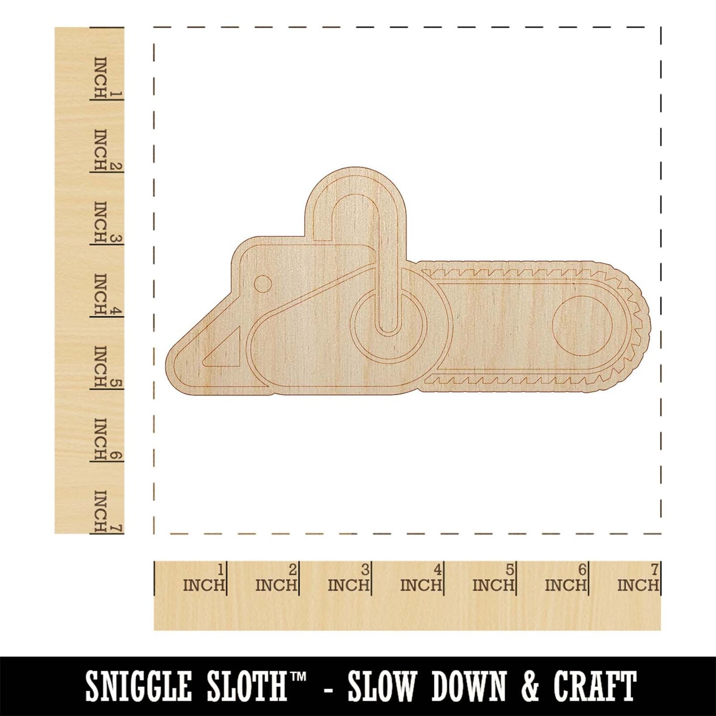 Gas Powered Chainsaw Unfinished Wood Shape Piece Cutout for DIY Craft ...