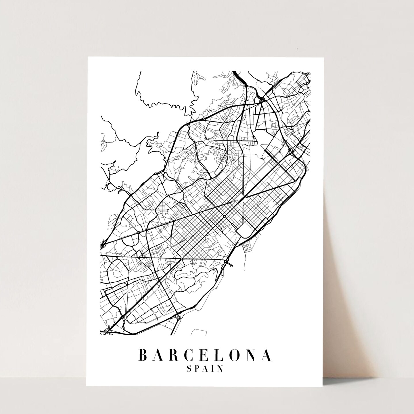Barcelona Spain Street Map Minimal, UNFRAMED | MakerPlace by Michaels
