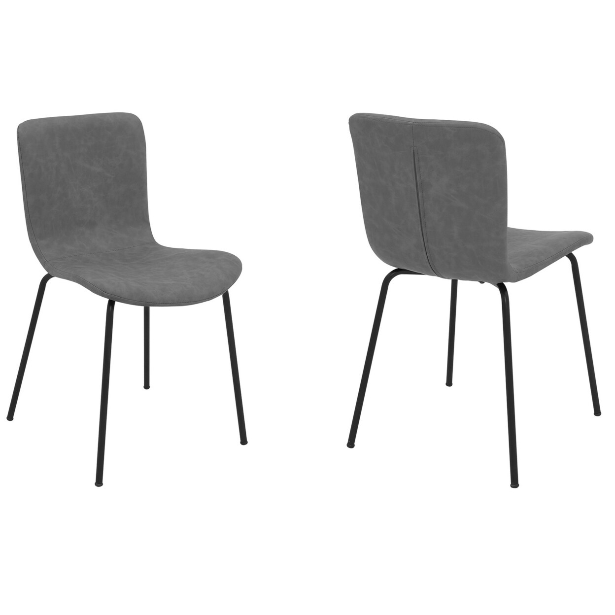 Saltoro Sherpi Metal and Leatherette Dining Chair, Set of 2, Gray and ...