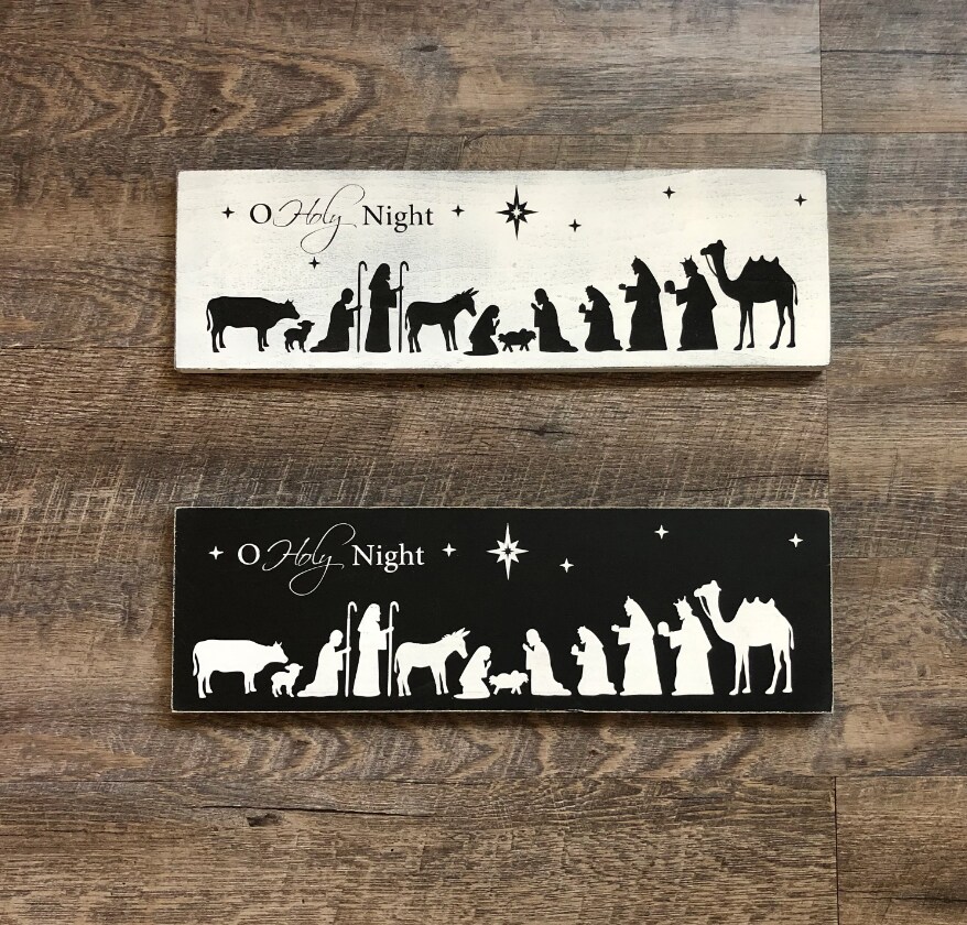 Nativity Scene Sign, Christmas Nativity Scene Wall Art, Wood Nativity ...