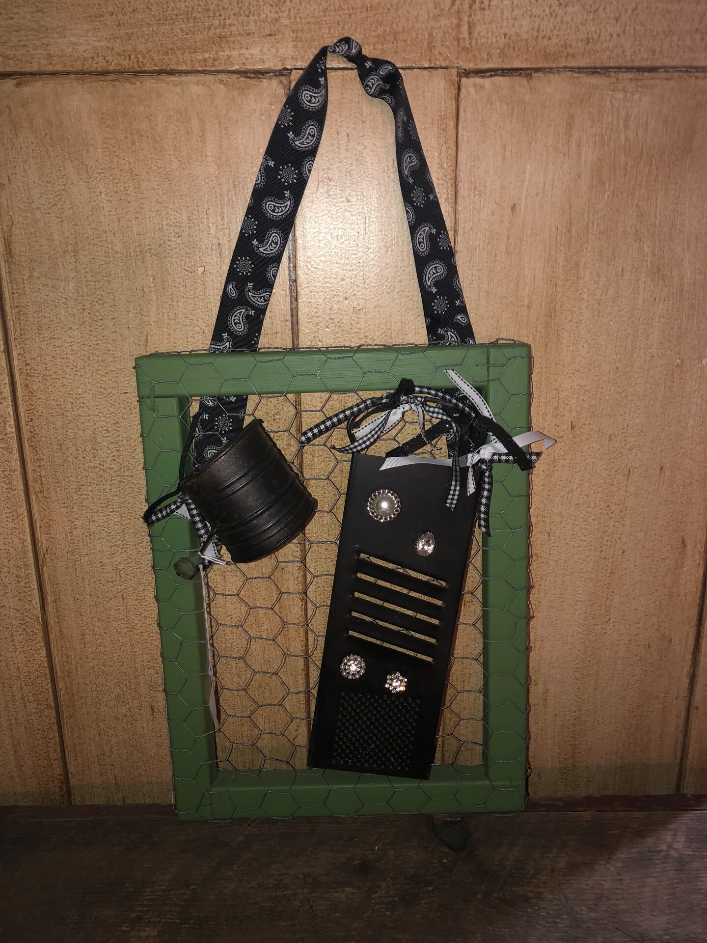 Chicken wire with vintage kitchen utensils that can be used as a ...