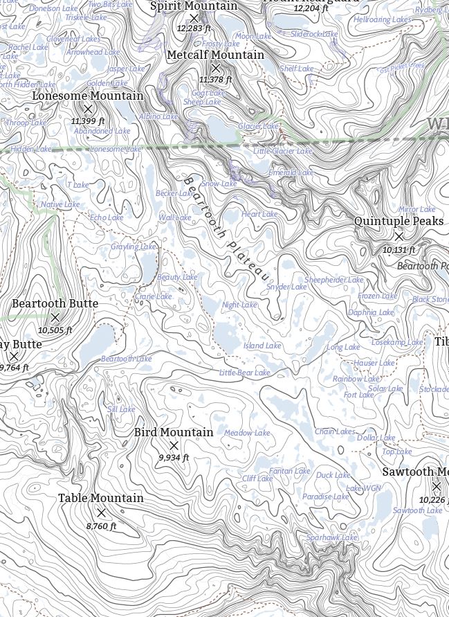 Beartooth Plateau Map, Beartooth Map, The Beartooths, Beartooth Wall ...