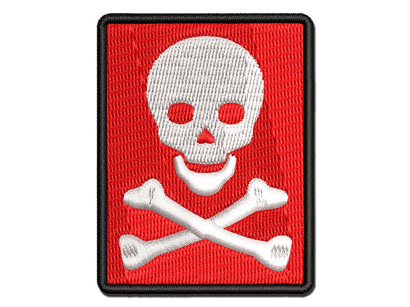 Skull and Crossbones Solid Multi-Color Embroidered Iron-On or Hook ...