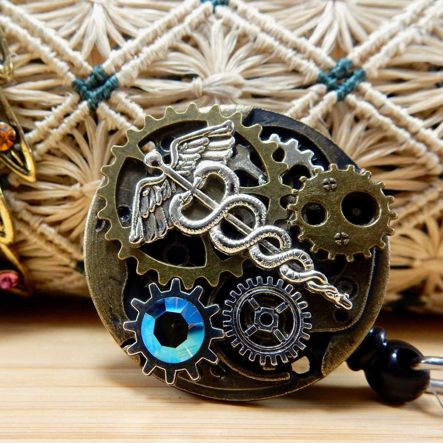 Personalized Nurse Badge Clip, Medical Steampunk Caduceus Holder ...