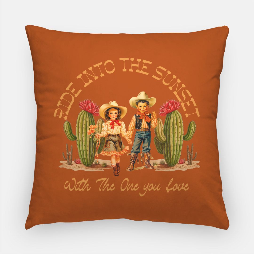 Vintage Western Pillow Cowgirl And Cowboy Throw Pillow For a Gift Idea ...