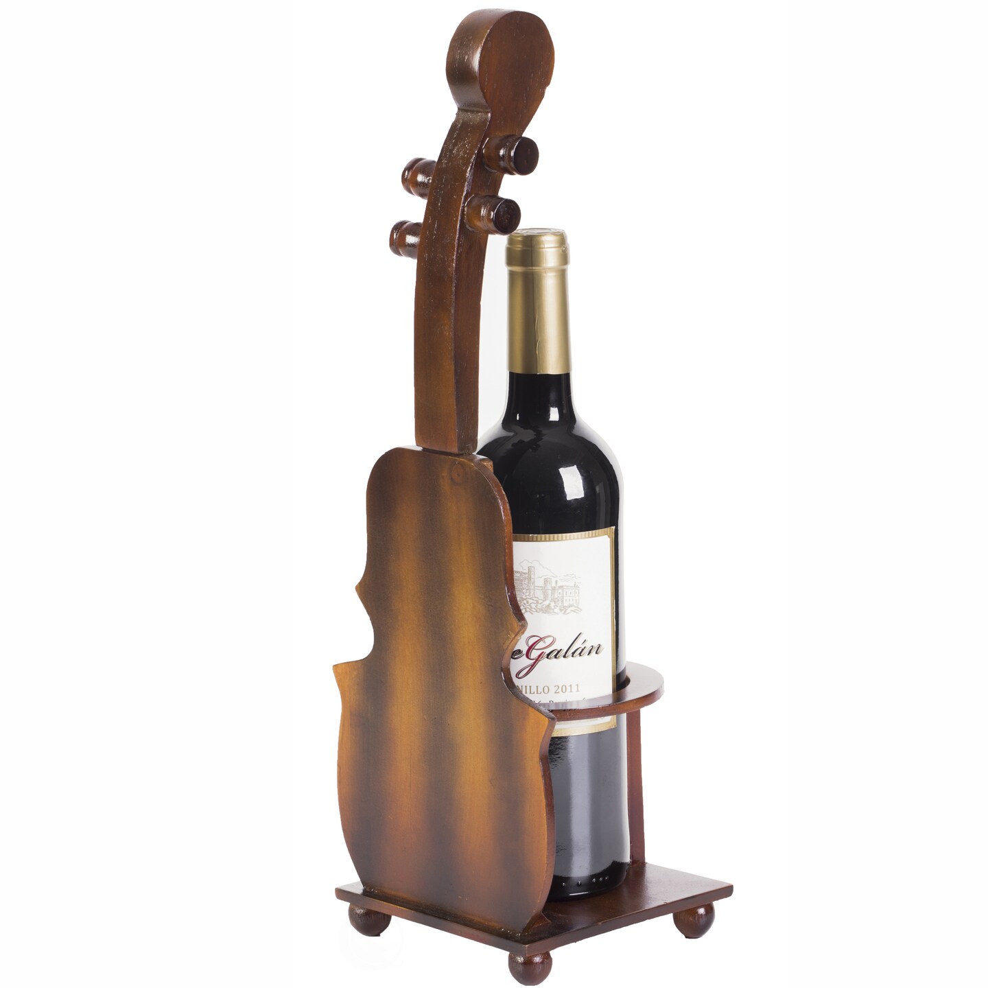 Vintage Brown Wood Violin Cello Shaped Wine Holder Decorative Bottle ...