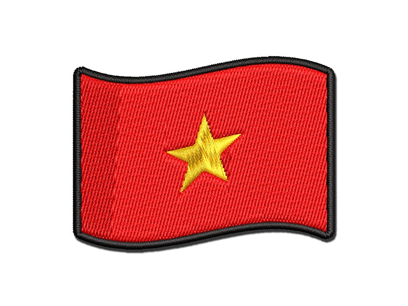 Vietnam with Waving Flag Cute Multi-Color Embroidered Iron-On or Hook ...