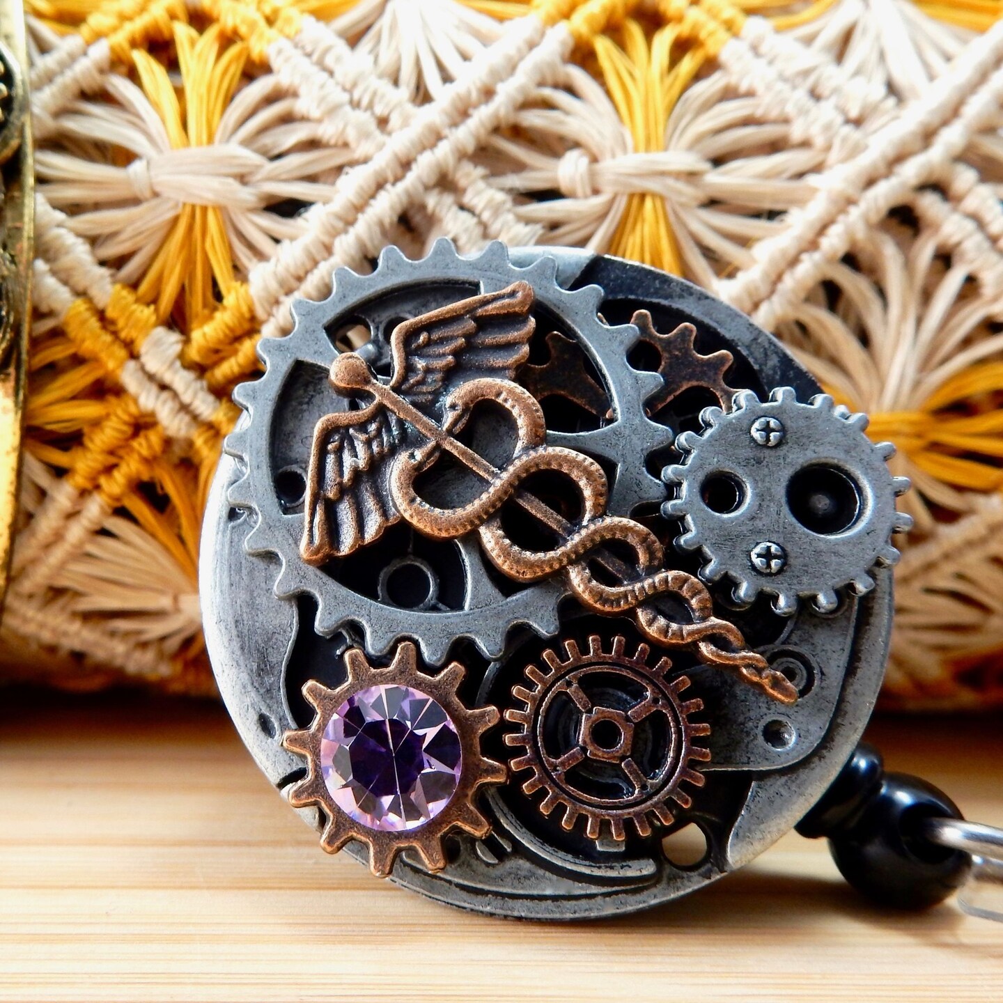 Custom Caduceus Badge Reel, Steampunk Retractable Badge Clip ...