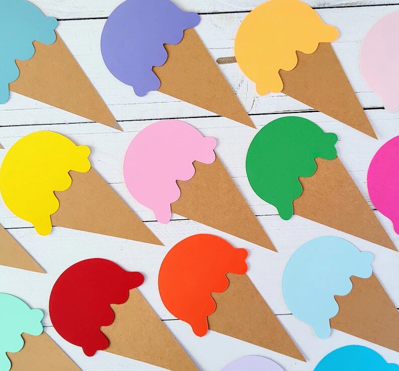 Colorful Ice Cream Cone Die Cuts for Banners, Bulletin Boards, Table ...