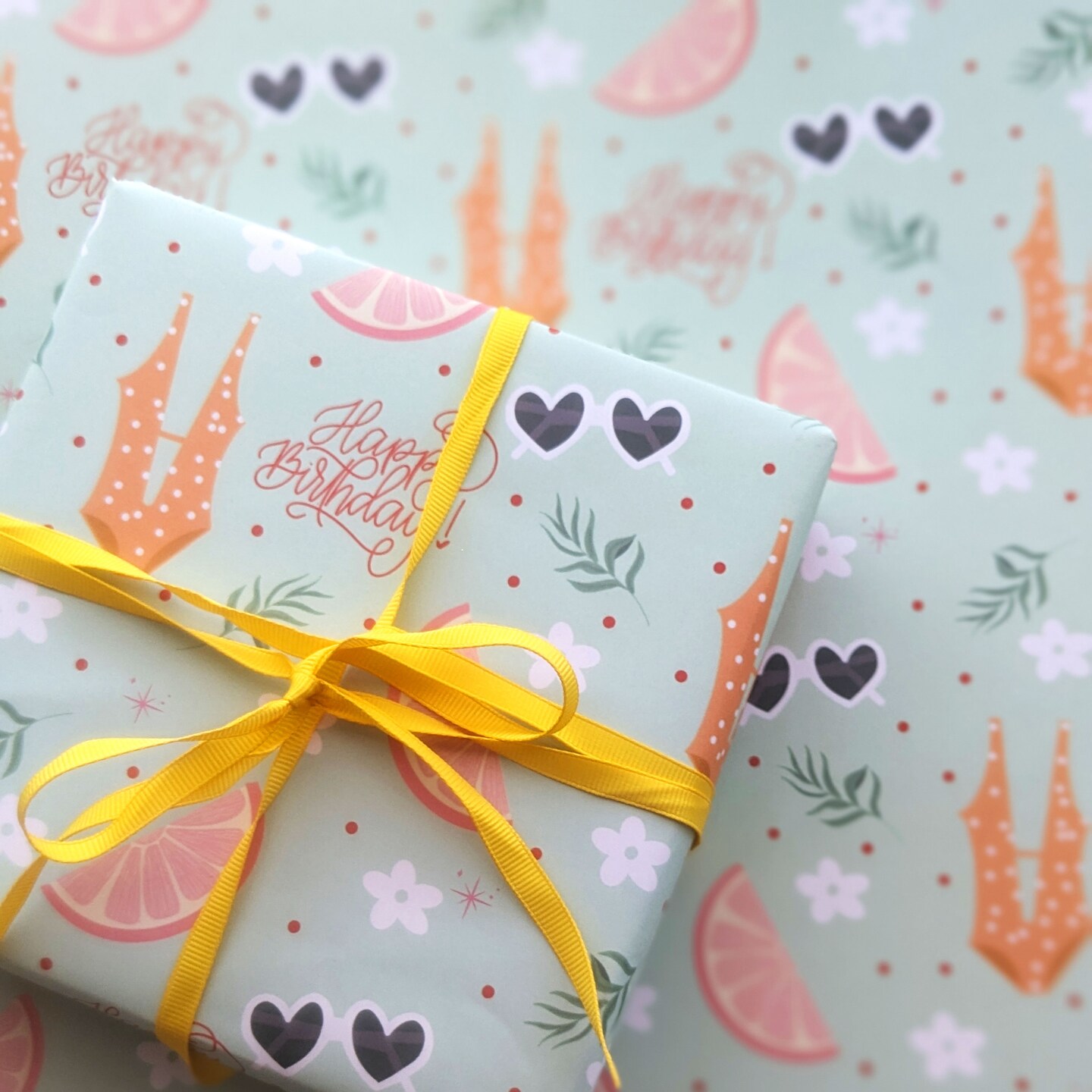 Birthday Wrapping Paper, Happy Birthday Gift Wrap, Beach Themed ...