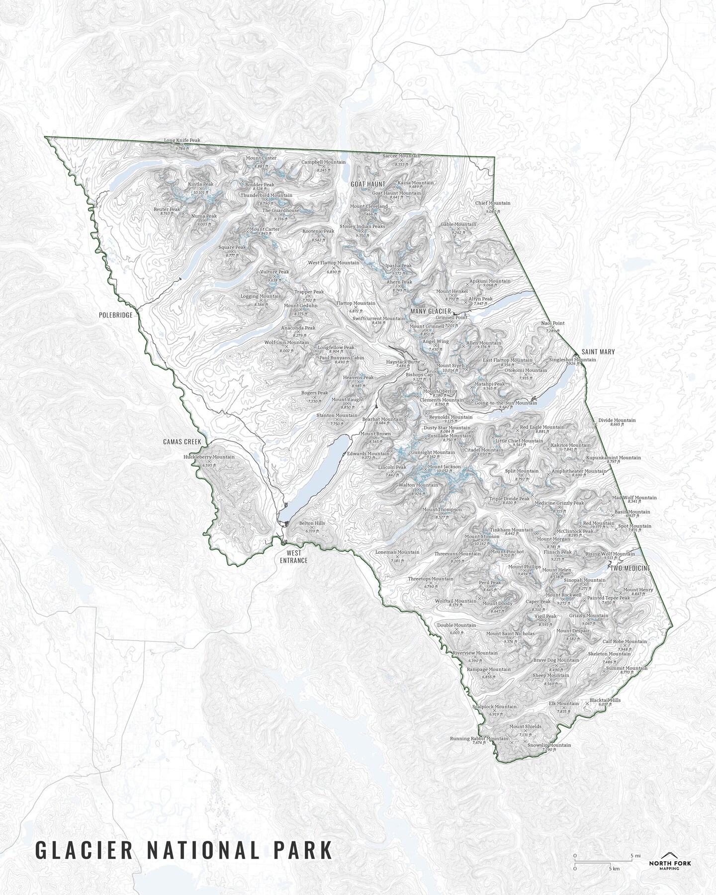 Glacier National Park Map, Glacier Poster, Glacier Wall Art, Glacier NP ...