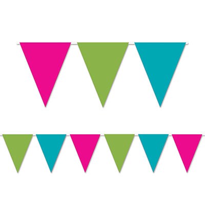 Cerise,Lime Green &Turquoise Pennant Banner | Michaels