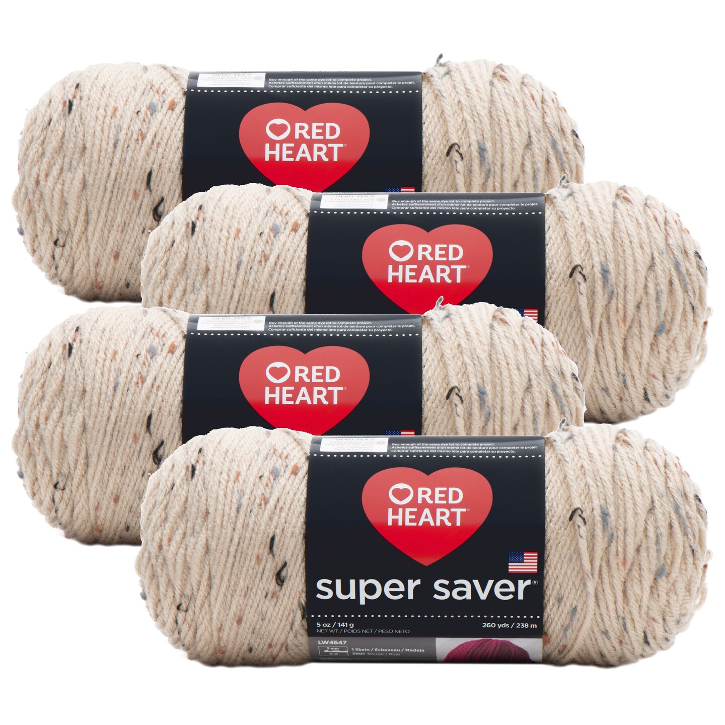 (Pack of 4) Red Heart Super Saver Yarn-Buff Fleck | Michaels