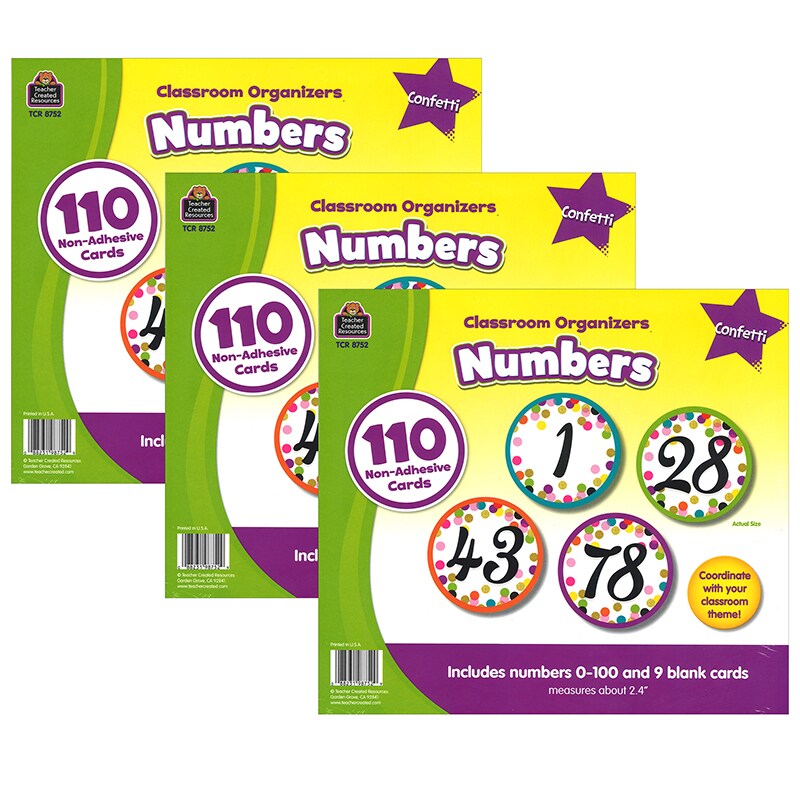 Colorful Vibes Number Cards, 110 Per Pack, 3 Packs, Count: 1, Model ...