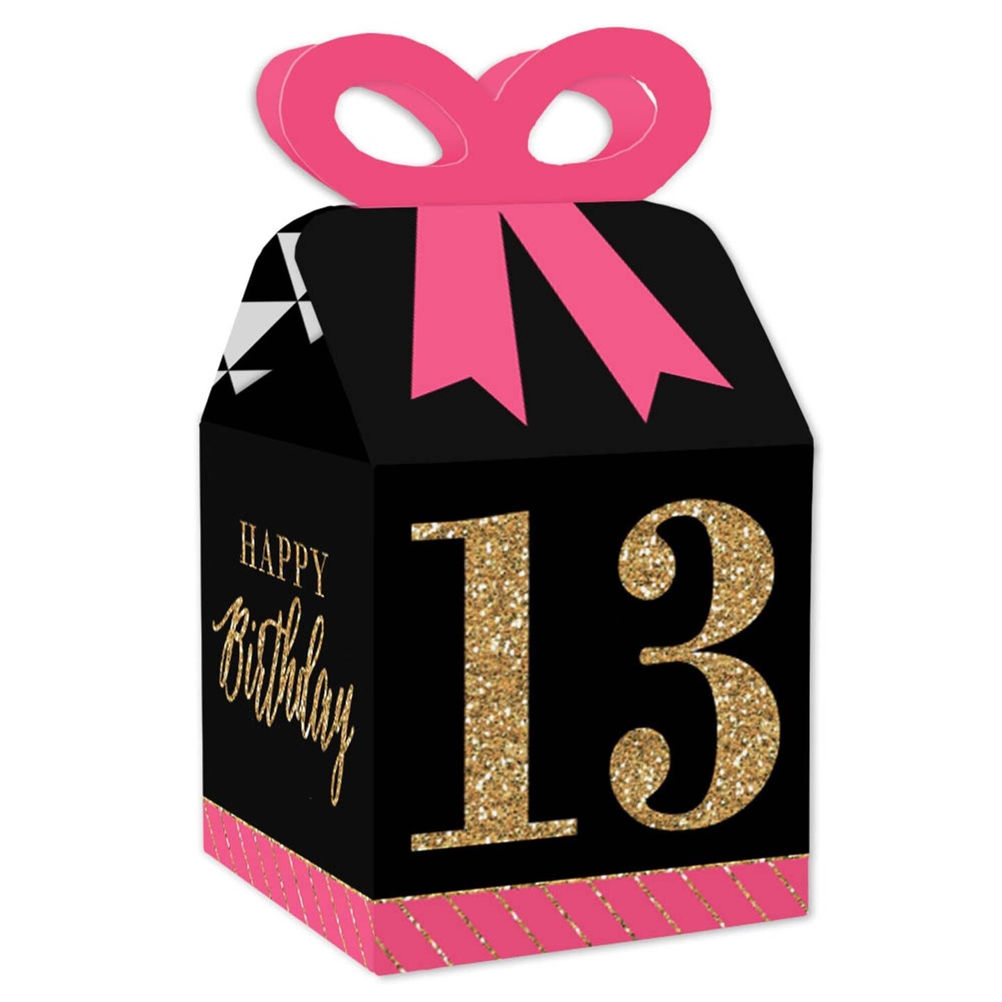 Big Dot of Happiness Chic 13th Birthday - Pink, Black and Gold - Square ...