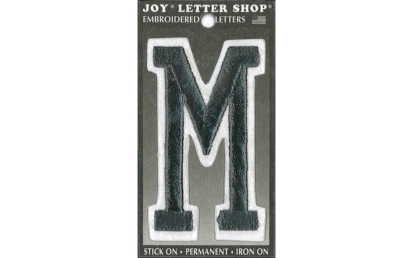 Joy Applique Letter Iron On Varsity 3" Black M | Michaels