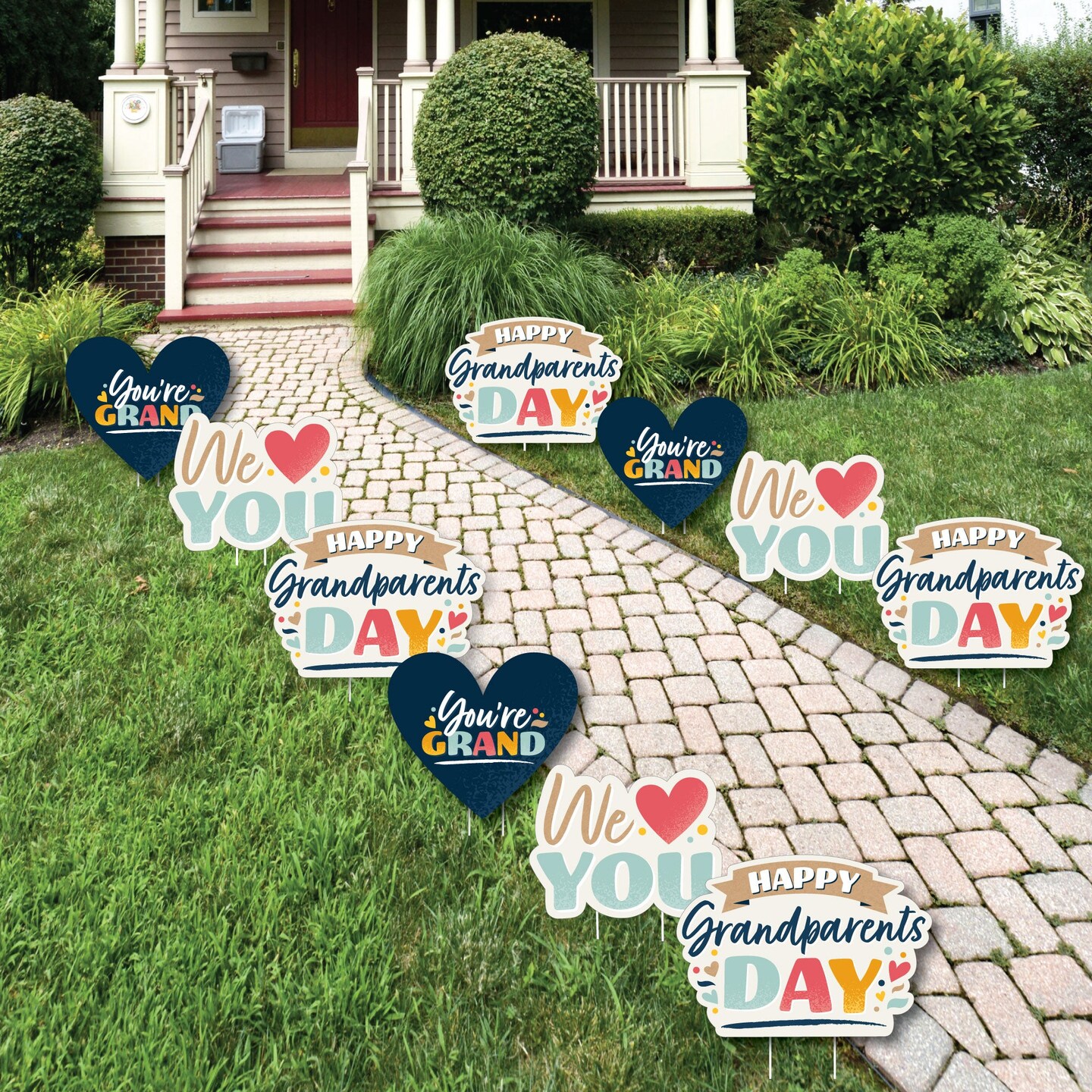 Big Dot of Happiness Happy Grandparents Day - Heart Lawn Decorations ...