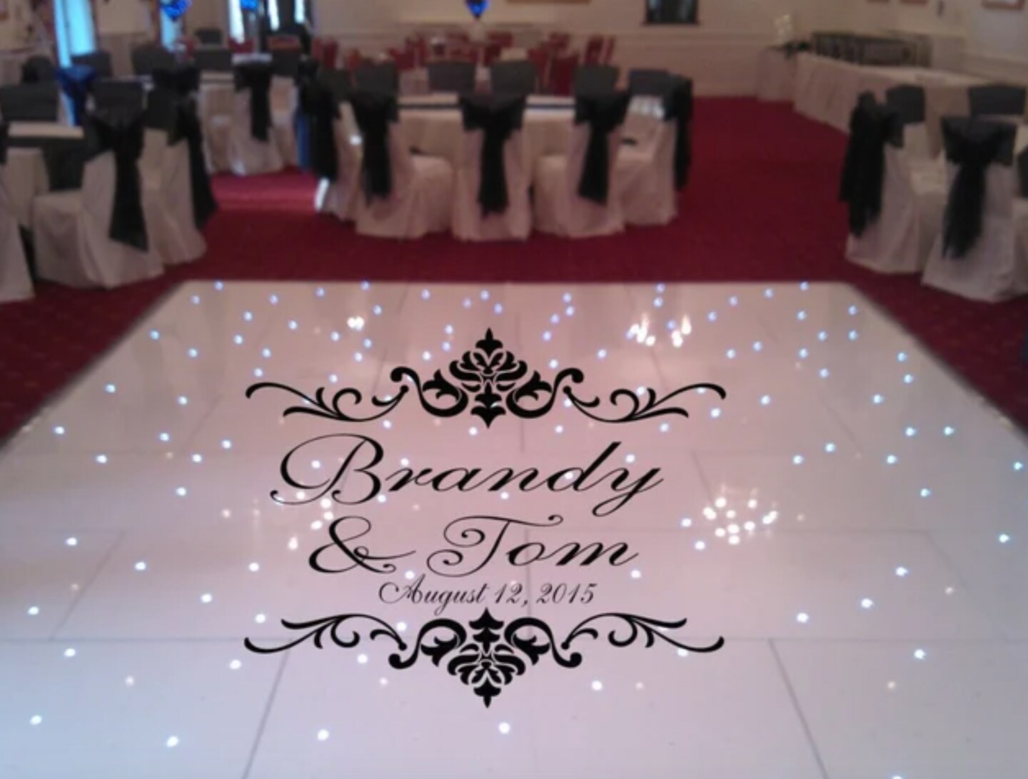 Custom Damask Wedding Decor Dance Floor Sign Backdrop Decal Heart ...