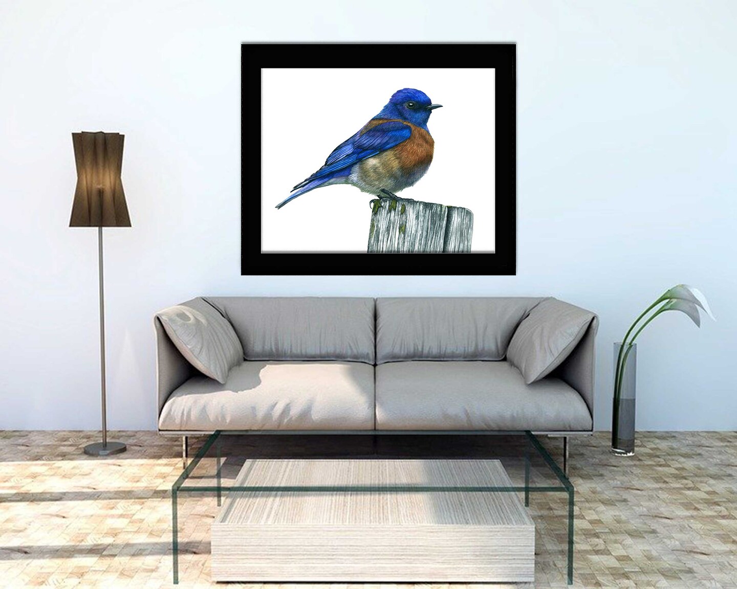Bluebird Watercolor Art Print Blue Bird Wall Art Decor Eastern Bluebird ...