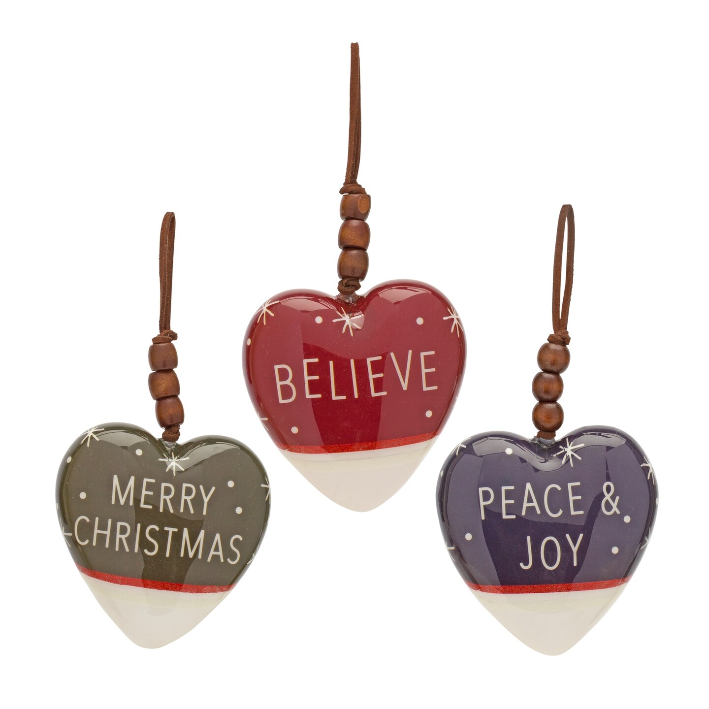 Melrose Set of 12 Sentiment Christmas Heart Ornaments 4.75", Color ...