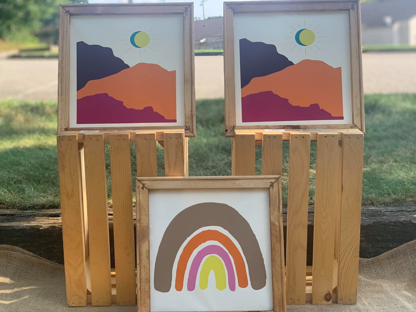 "Rainbows and Mountains" Boho Wall Decor Art 3 Piece Set | MakerPlace ...