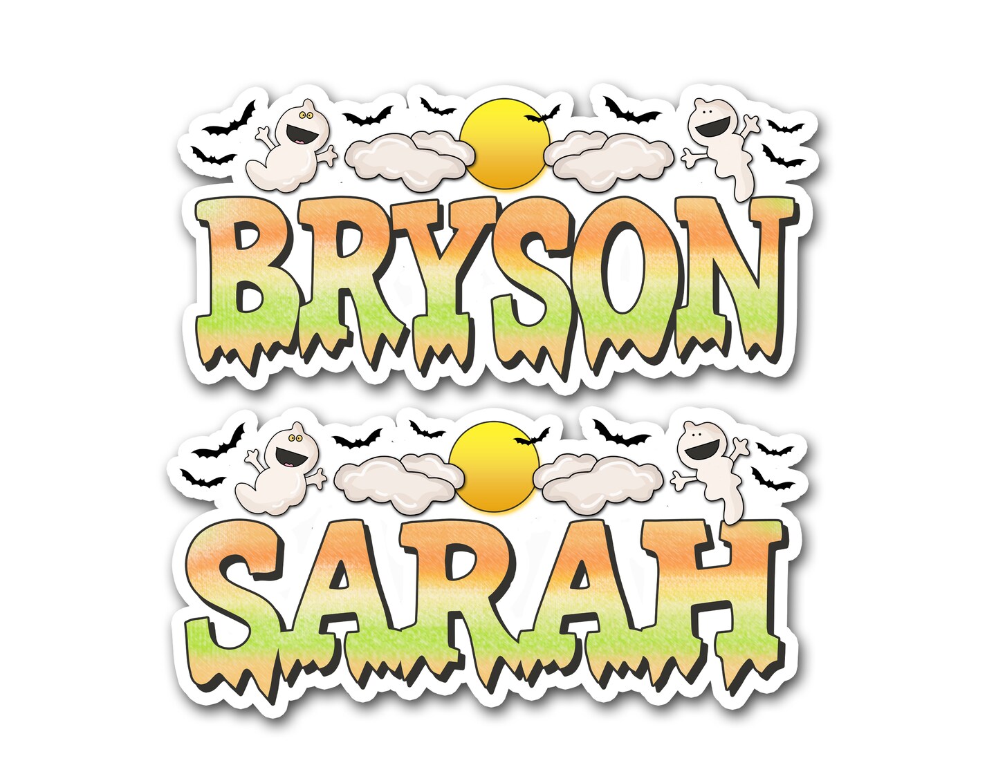 Ghost Sticker, Custom Text Decal, Halloween Treat Tag, Vinyl Name ...