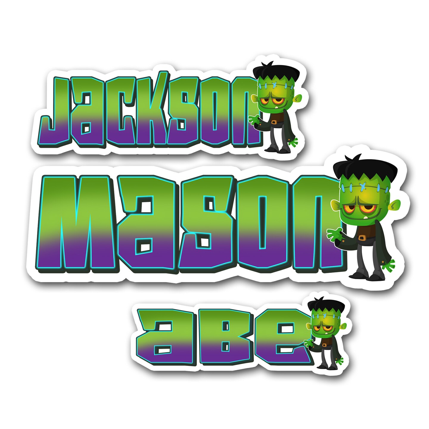 Monster Sticker, Custom Text Decal, Halloween Treat Tag, Vinyl Name ...