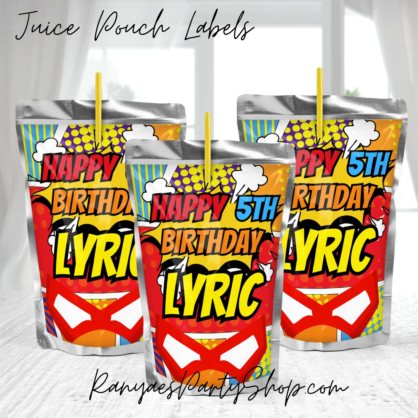 Superhero Juice Pouch Labels | Superhero Birthday Party | Superhero ...