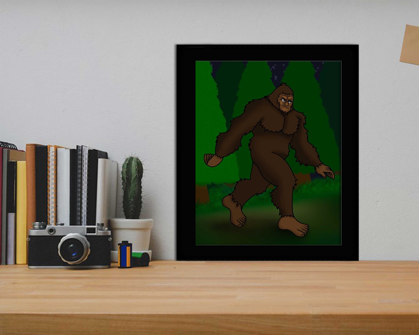 Bigfoot Art Print Cryptid Wall Art Sasquatch Digital Illustration Painting Cryptozoology Myths ...