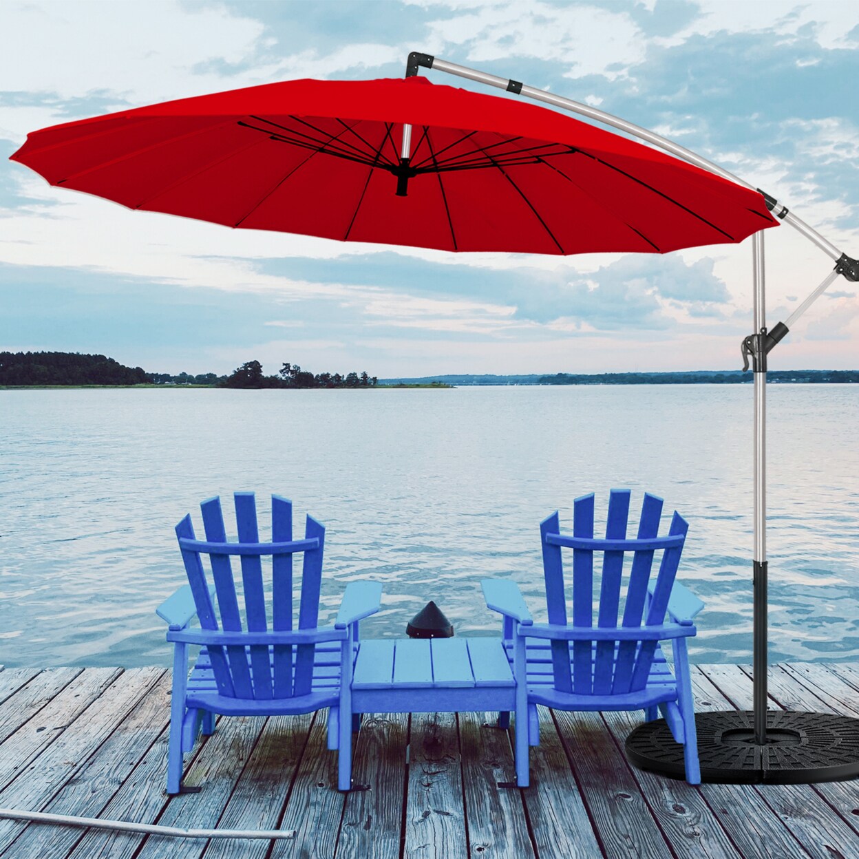 10Ft Patio Offset Hanging Umbrella Cantilever Umbrella W/ Tilt ...